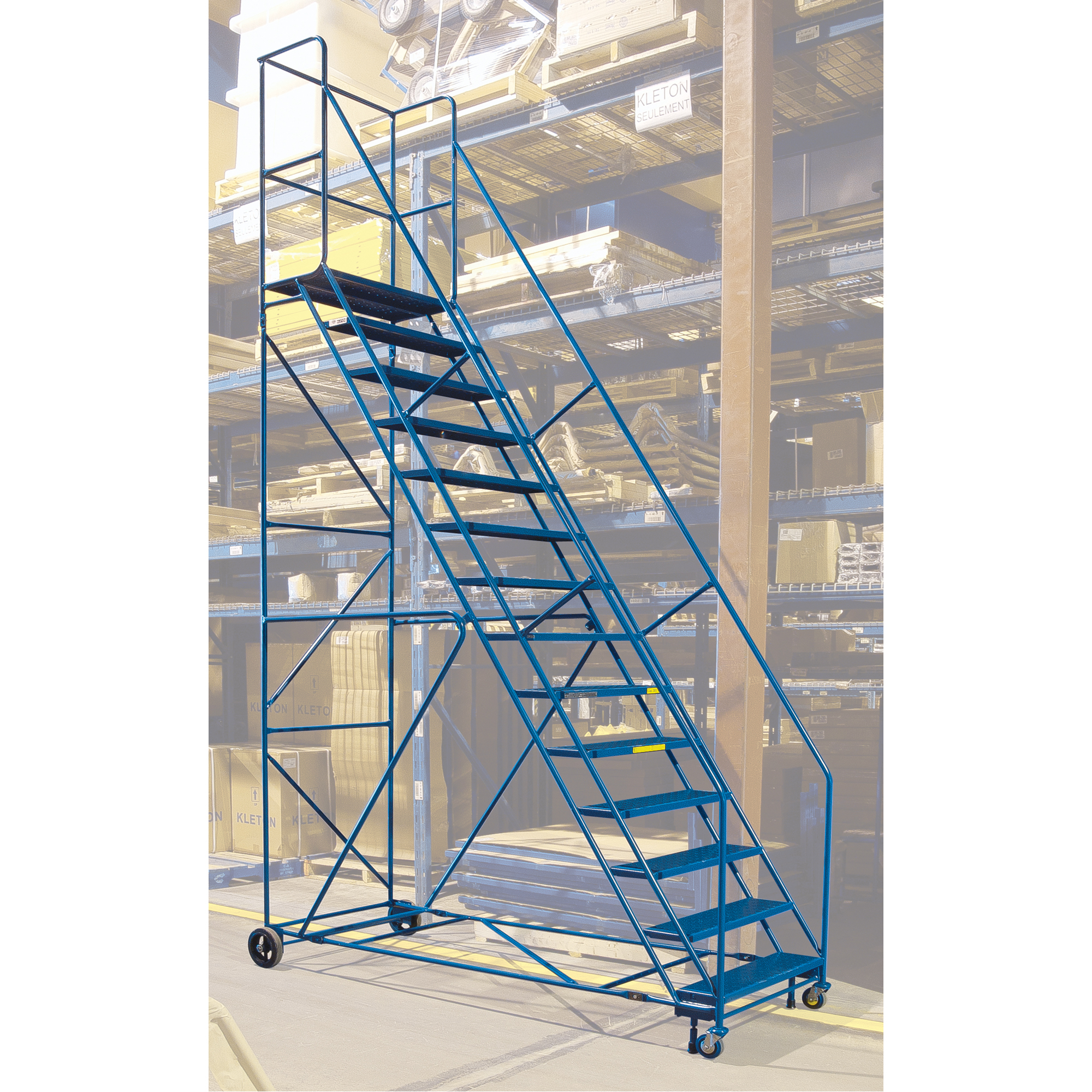 CSA-Certified Rolling Step Ladder with Locking Step, 14 Steps, 30" Step ...